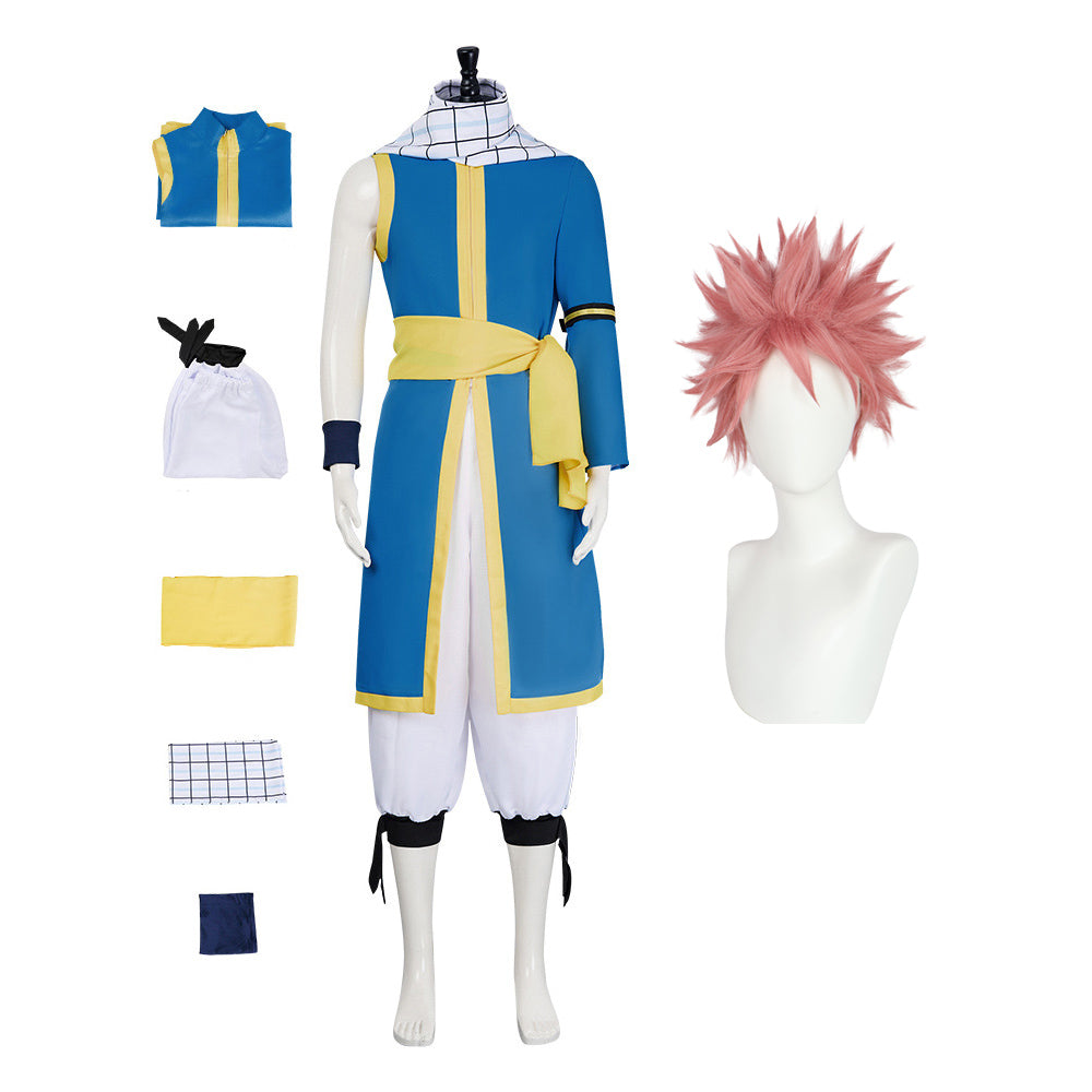 100 Years Quest Natsu Dragneel Blue Outfit Cosplay Costume With Scarf ...