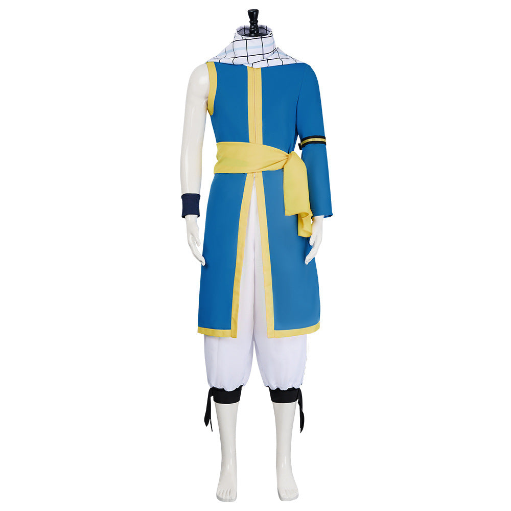 100 Years Quest Natsu Dragneel Blue Outfit Cosplay Costume With Scarf ...