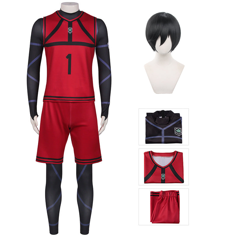 Anime Blue Lock Team Red Uniform Rin Itoshi Cosplay Costume NO.1 Jerse ...