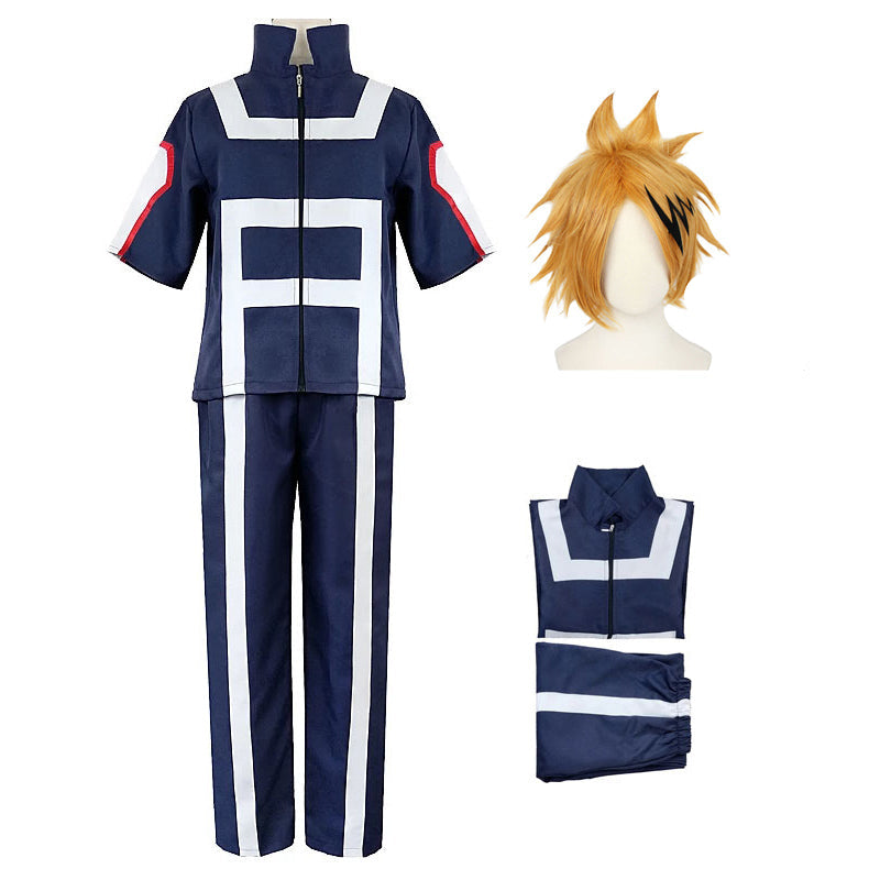 Anime My Hero Academia Denki Kaminari Training Uniform Costume With Wi ...