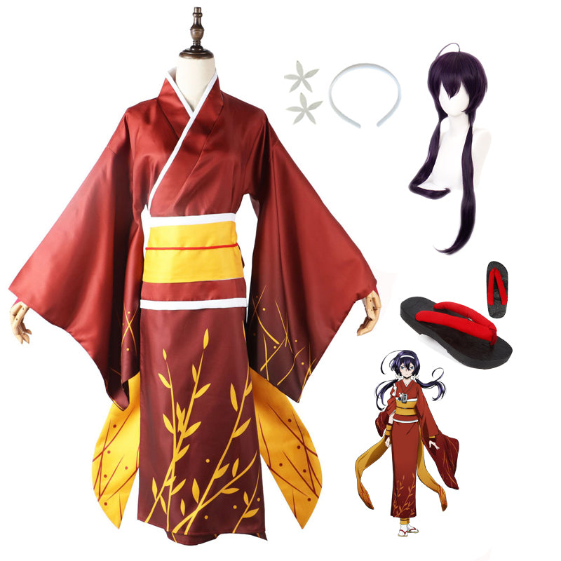 Anime Bungou Stray Dogs Izumi Kyouka Costume Kimono+Wigs+Wooden Clogs ...