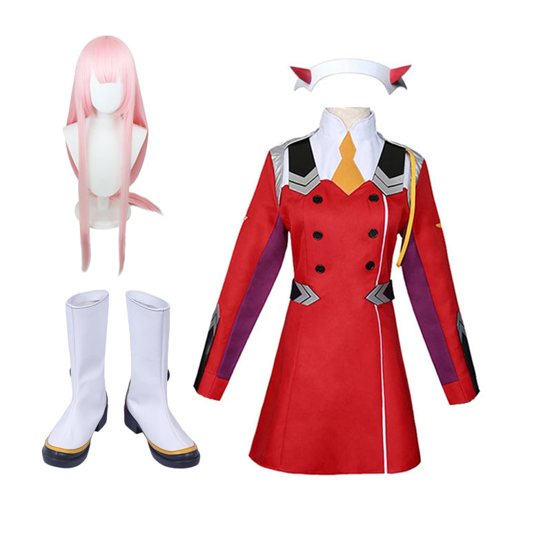 Anime Darling in the Franxx Zero Two 002 Full Set Cosplay Red Uniform+ ...