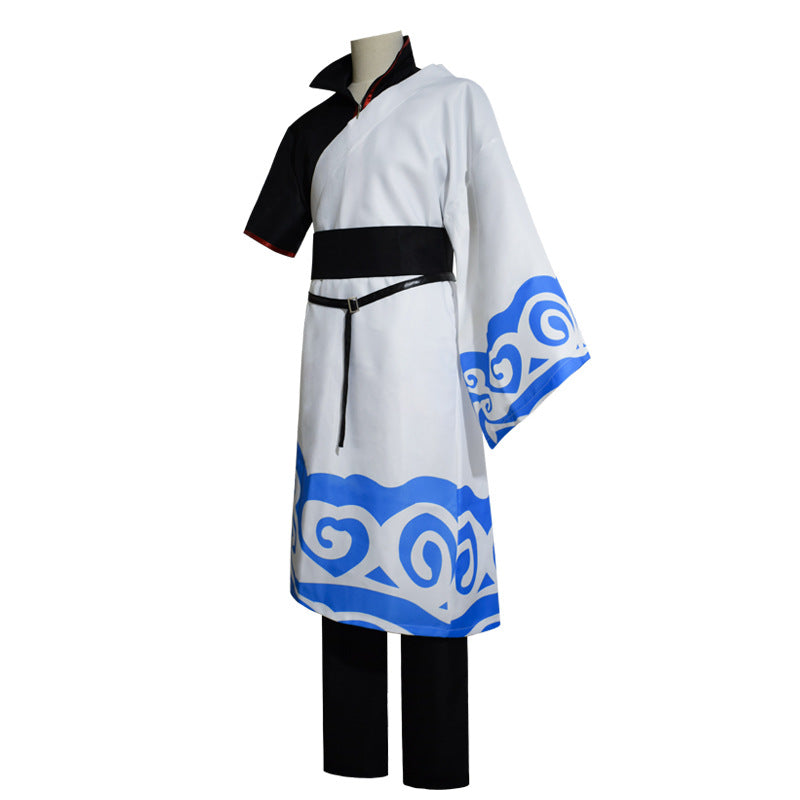 Anime Silver Soul/Gintama Gintoki Sakata Costume Kimono Suit+Wigs+Boot ...