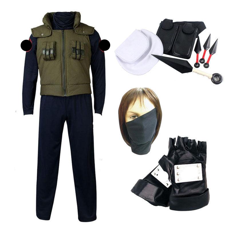 Anime Cosplay Hatake Kakashi Costume Uniform With Props 10 pieces Full ...