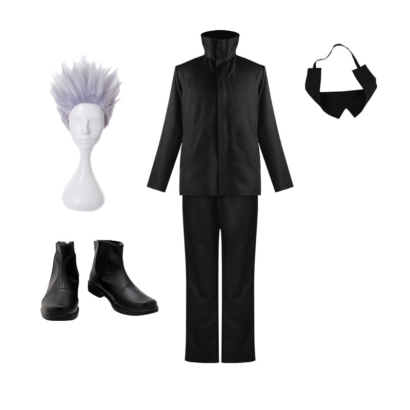 Satoru Gojo Uniform Costume+Wigs+Shoes Whole Set Halloween Carnival Ou ...