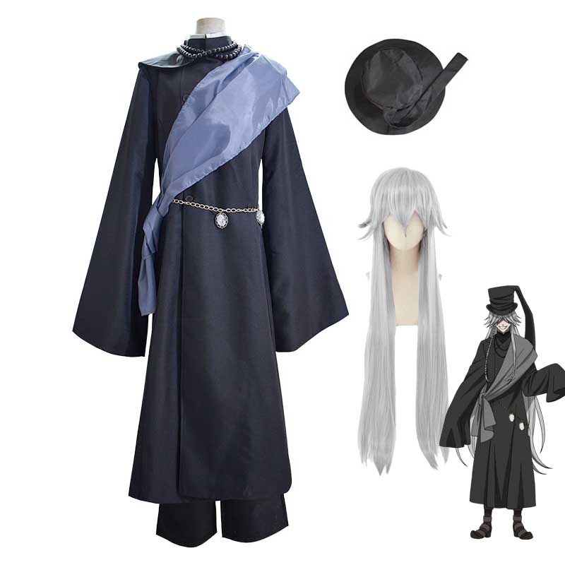 Anime Kuroshitsuji Black Butler Undertaker Costume With Wigs and Hat W ...