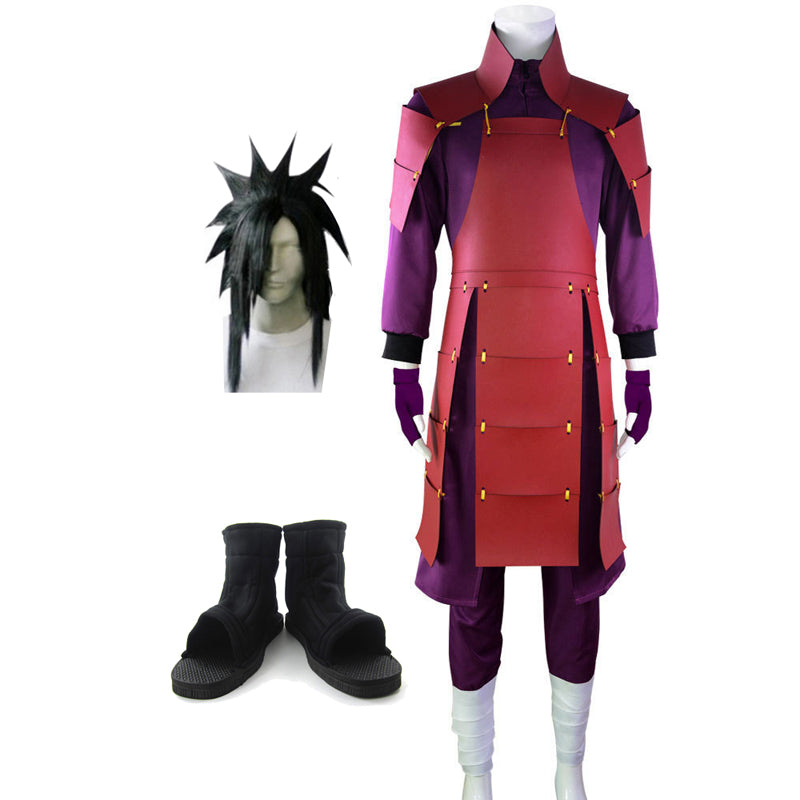 Anime Madara Uchiha Whole Set Cosplay Costume+Wigs+Shoes Halloween Cos ...