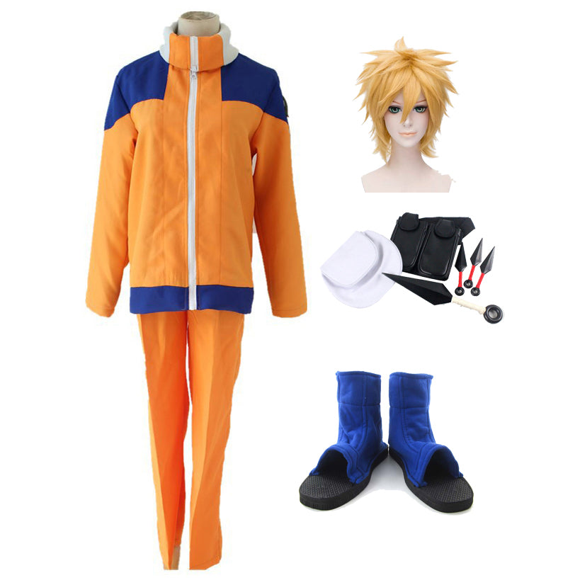 Anime Ninja Uzumaki Childhood Cosplay Costume With Wigs+Shoes+Props Fu ...