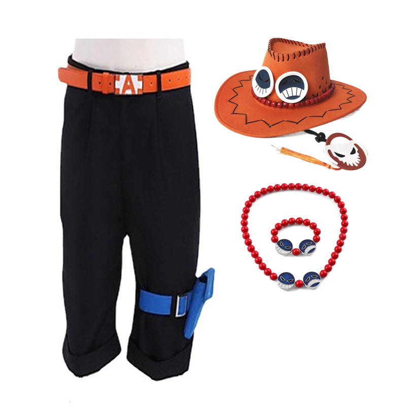 Anime One Piece Fire Fist Portgas D. Ace Full Set Cosplay Costume Outf ...
