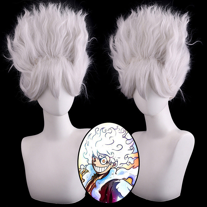 Anime One Piece Monkey D. Luffy Gear 5 Costume Wigs White Wigs ...