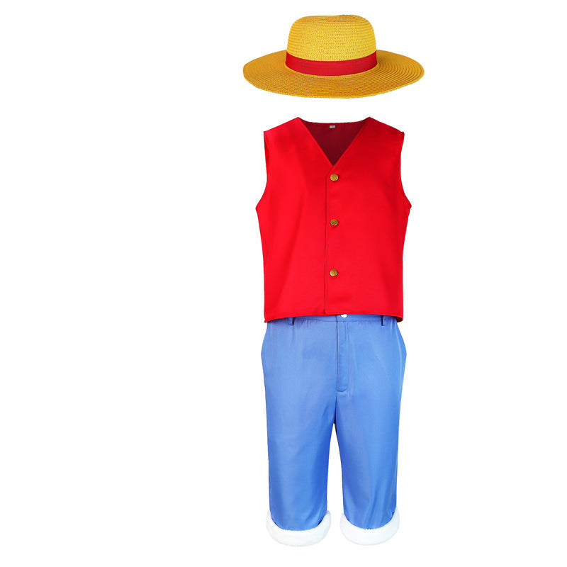 Anime One Piece Monkey D. Luffy Initial Costume Halloween Cosplay Outf ...