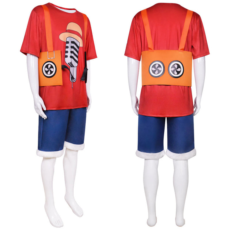 Anime One Piece Movie Red Straw Hat Monkey D. Luffy Costume With Wigs ...