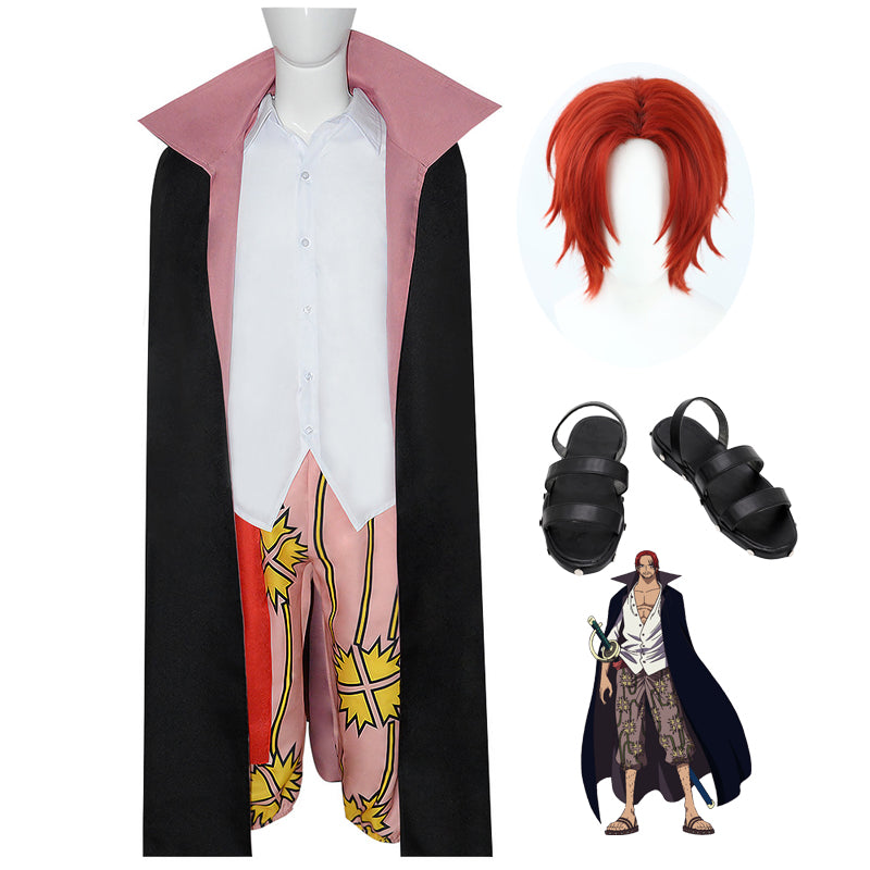 Anime One Piece Red Hair Shanks Cosplay Full Set With Wigs and Shoes H ...