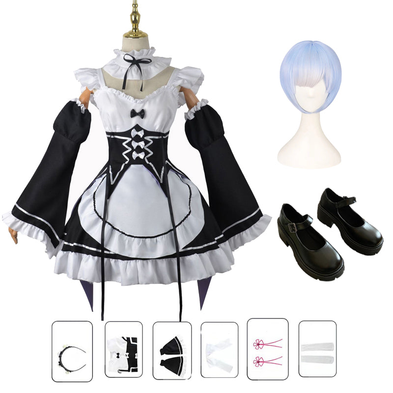 Anime Re:Zero − Starting Life in Another World Rem Full Set Costume Dr ...