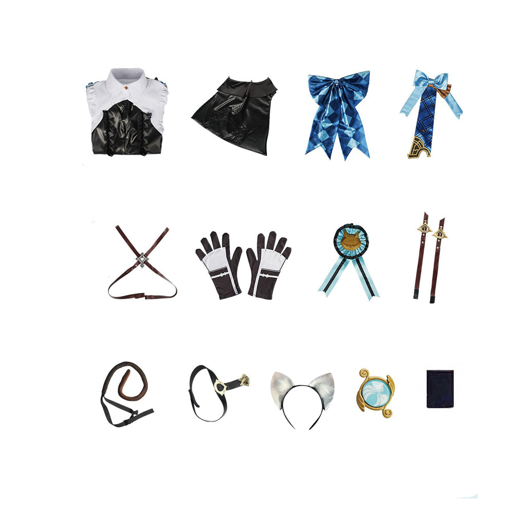 Genshin Impact Lynette Whole Set Costume With Wigs and Boots Outfit Ha ...