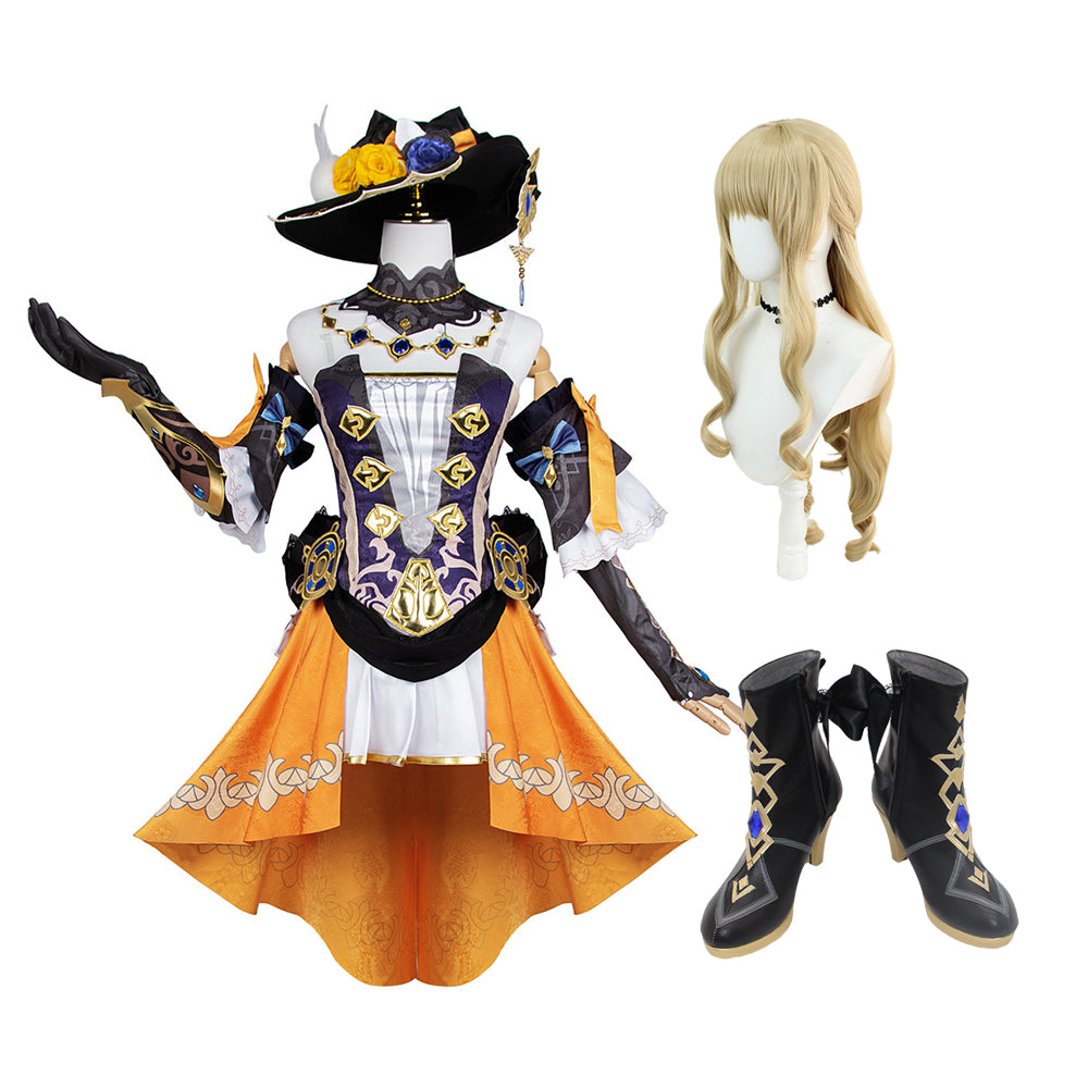 Genshin Impact Navia Caspar Whole Set Costume With Wigs and Boots Hall ...