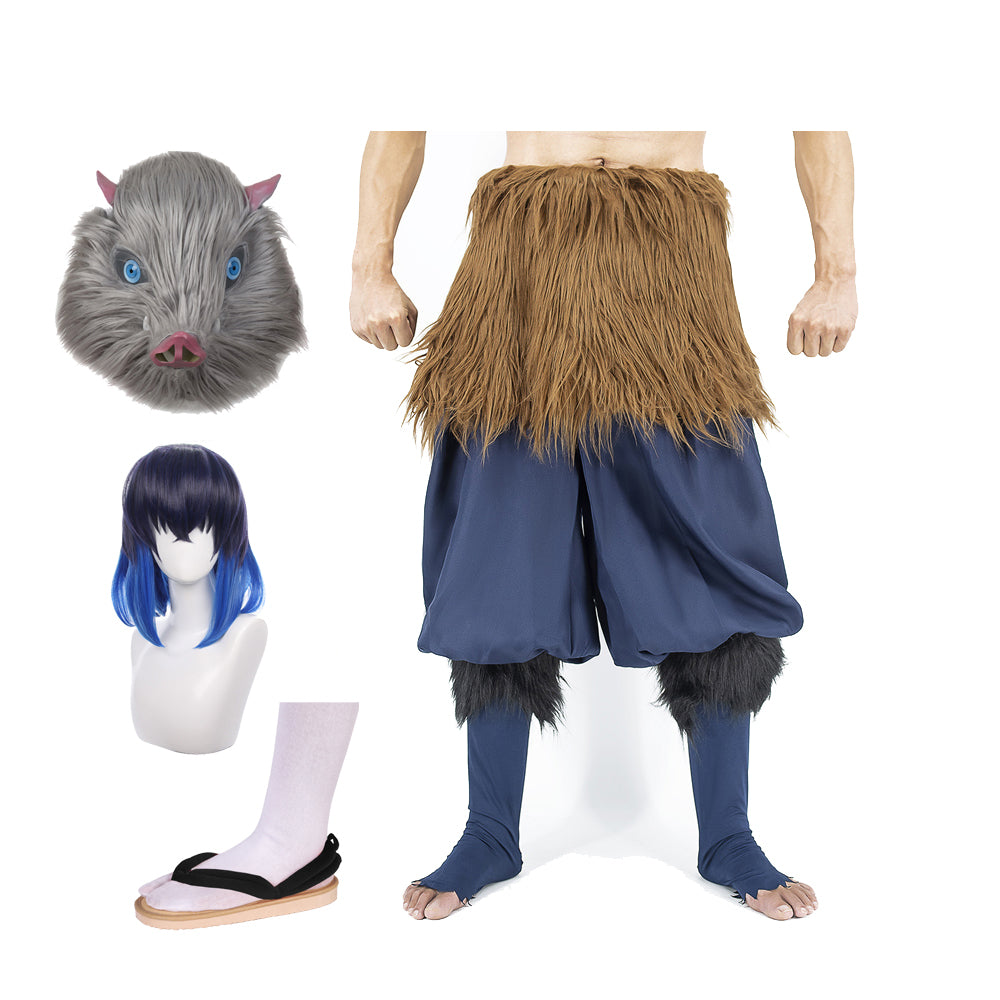 Inosuke Cosplay Costume With Wigs Mask and Shoes Inoko Halloween Carni ...