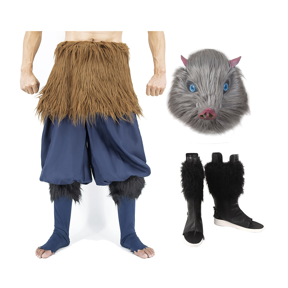 Inosuke Costume With Mask and PU Leather Boots Full Set Halloween Carn ...