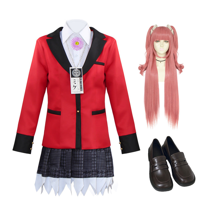 Kakegurui Yumemi Yumemite Halloween Full Set Costume Uniform+Wigs+Shoe ...