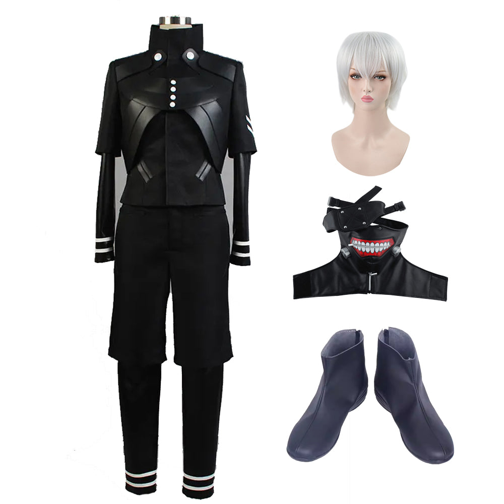 Ken Kaneki Season 2 Costume Full Set With Wigs Mask and Boots Hallowee ...