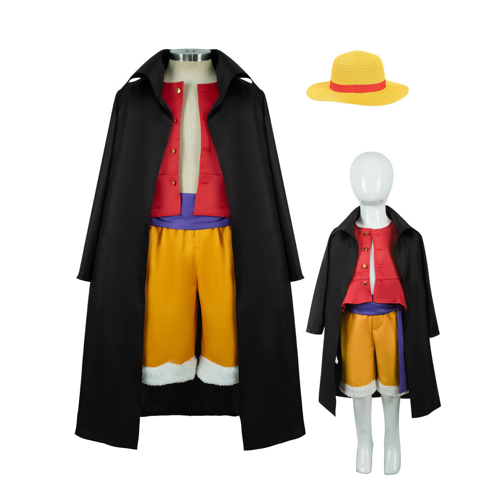 Monkey D. Luffy Wano Country Arc Costume Outfit With Hat and Cloak Hal ...