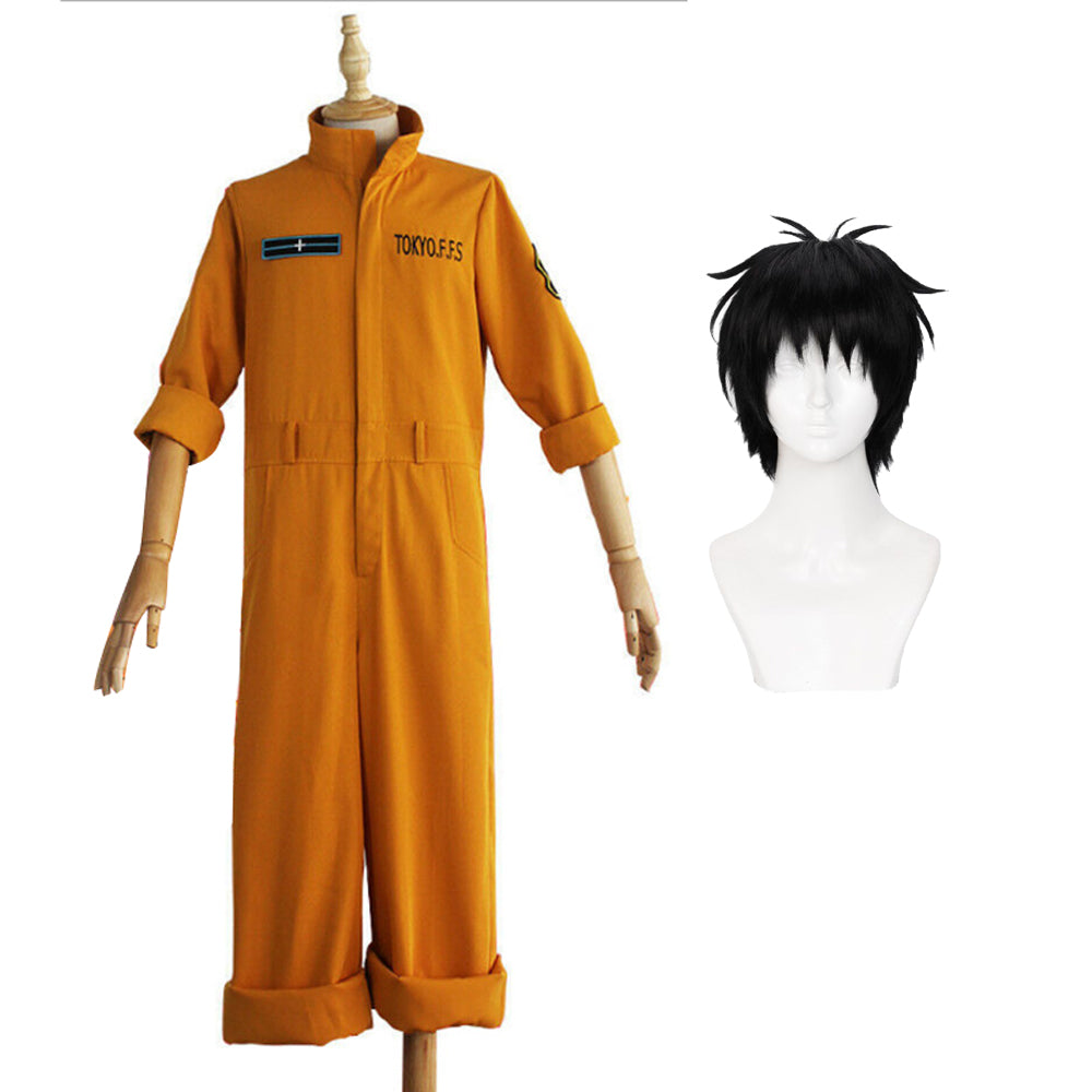 Shinra Kusakabe Orange Ooverall Costume Outfit Halloween Costume ...