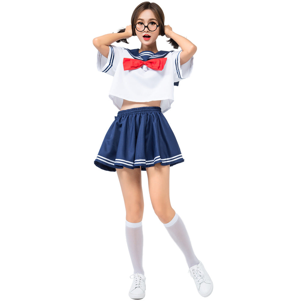Adult Women School Girl Uniform Navy Sailor Costume For Halloween/Stage ...