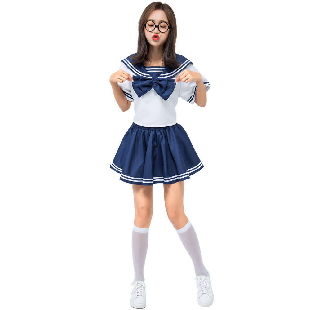 Adult Women School Girl Uniform Navy Sailor Costume For Halloween/Stage ...