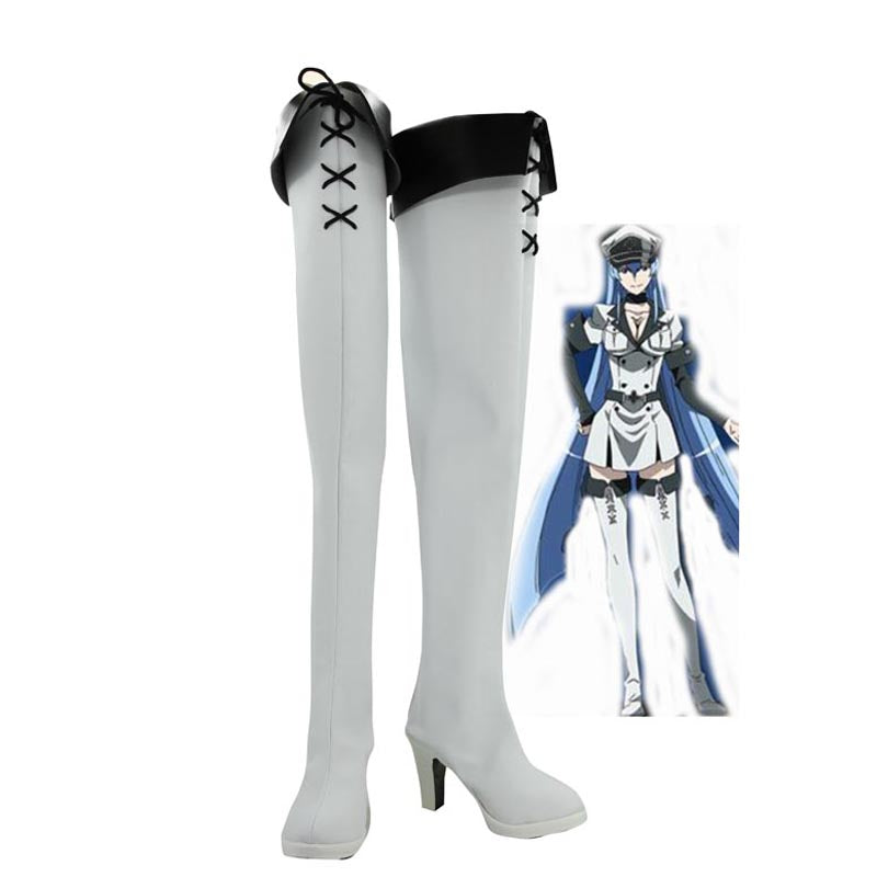 Anime Akame ga Kill! General Esdeath Costume Shoes Long White Boots Ha ...