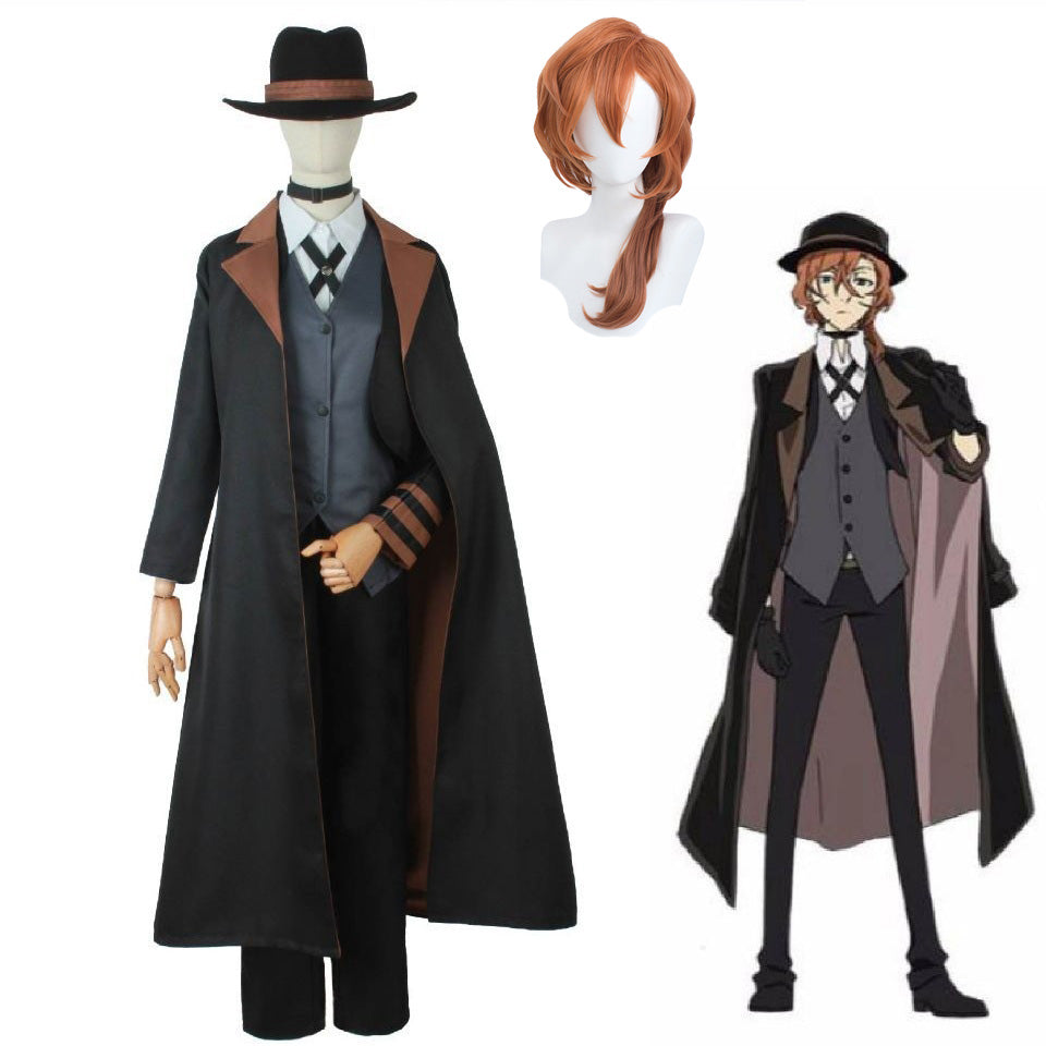 Anime Bungou Stray Dogs Nakahara Chuuya Cosplay Costume With Wigs Full ...
