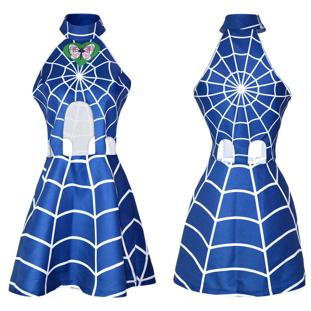 JOJO Jolyne Cujoh Blue Dress Costume+Wigs Halloween Cosplay Outfit ...