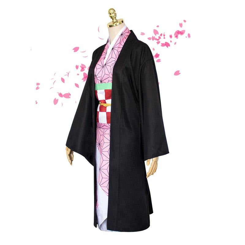Anime Nezuko Kamado Cosplay Costume Kimono Dress With Cloak Set ...