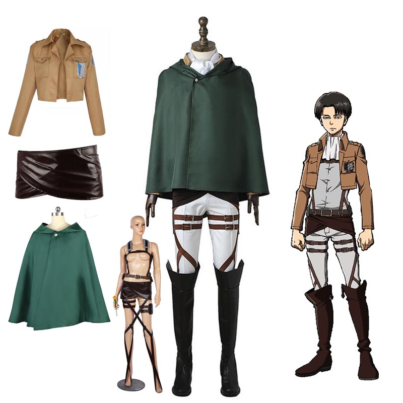 Shingeki no Kyojin Levi Ackerman Costume Full Set With Cloak AOT Hallo ...