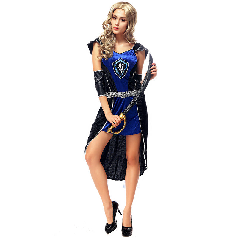 Blue Women Warrior Cosplay Costume For Halloween Party Performance ...