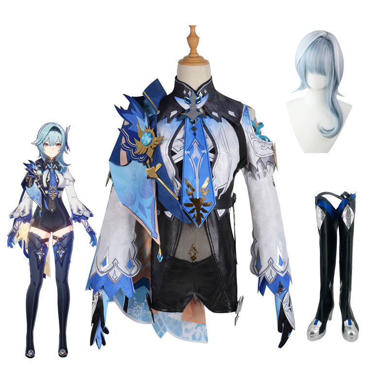 Genshin Impact Cosplay Eula Costume+Wigs+Boots Whole Set Halloween Car ...