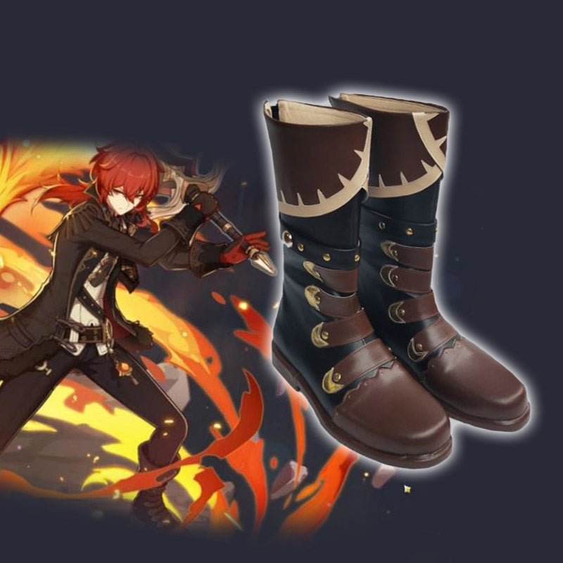 Genshin Impact Diluc Halloween Cosplay Boots Cosplay Accessories Shoes ...