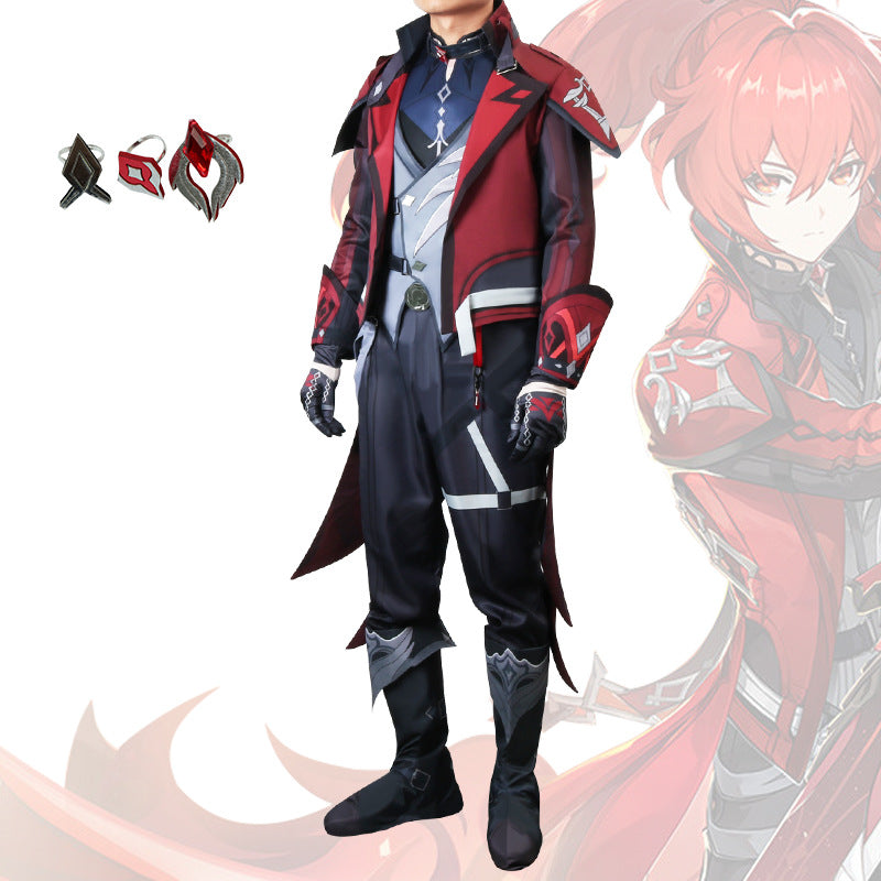 Genshin Impact Diluc Skin Costume Red Dead of Night Whole Set Costume+ ...
