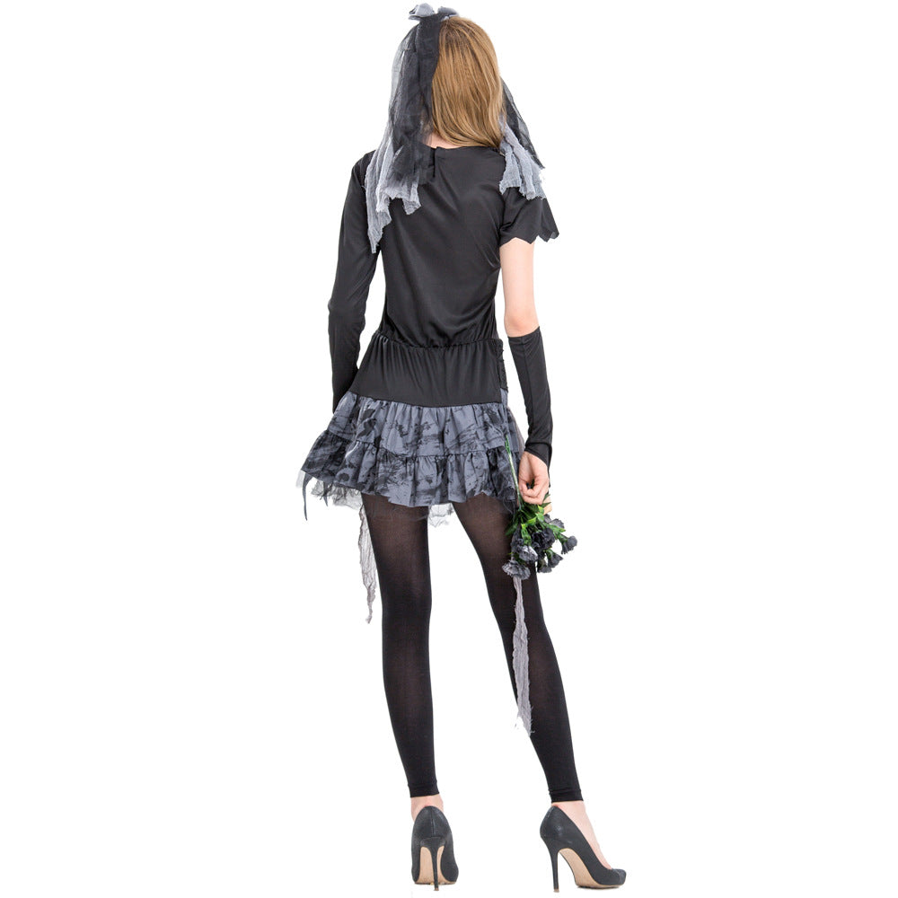 Ghost Black Bride Skeleton Cosplay Costume Dress Halloween Costume ...