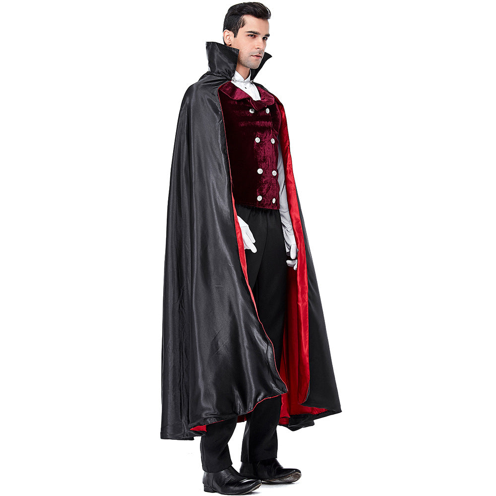 Men Gothic Vampire Dracula Count Cosplay Costume For Halloween Party P ...