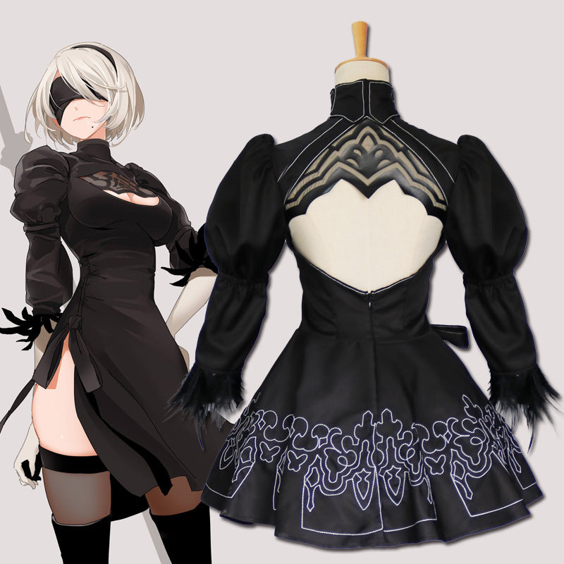 Nier: Automata YoRHa No.2 Type B 2B Cosplay Costume Black Lolita Dress ...