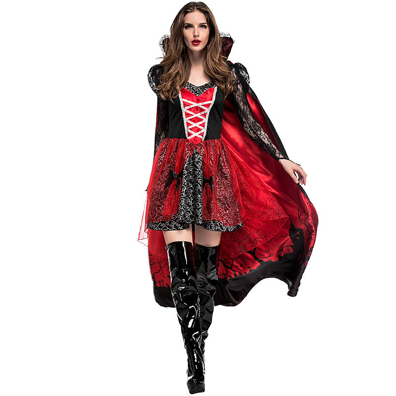 Women Gothic Vampire Countess Cosplay Costume Dress For Halloween Part ...